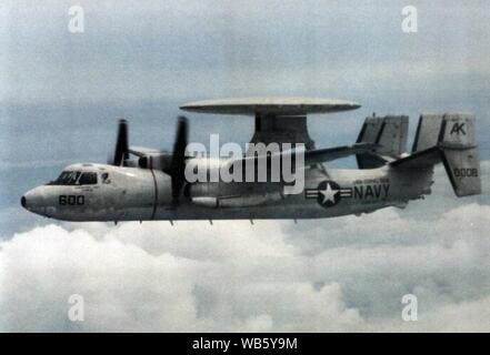 E-2C Hawkeye of VAW-127 in flight c1985 Stock Photo - Alamy