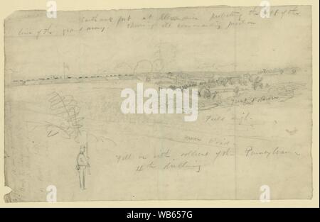 Earthwork fort at Alexandria protecting the left of the line of the ...