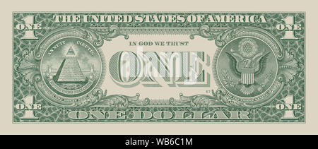 The United States one-dollar bill ($1) reverse with Great Seal of the ...