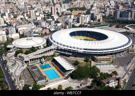 Aerial photo of the Maracanã Stadium in the northern part of the city of Rio de Janeiro, Brazil ...