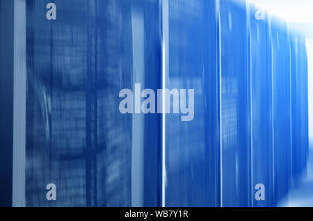 Abstract Modern Blue Datacenter. Blurred server room Stock Photo - Alamy