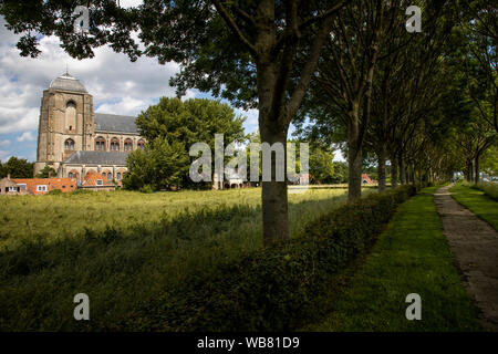 Netherlands, Zeeland province, Veere, former work boat converted into a ...