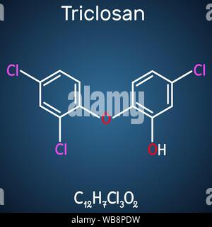 Triclosan molecule. It is a polychloro phenoxy phenol with ...