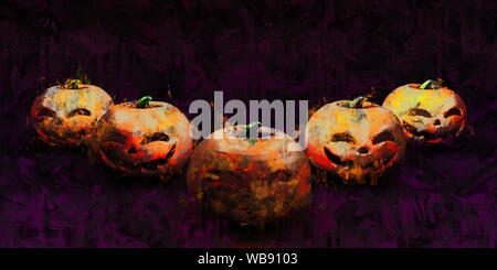 Grunge Halloween Background with Evil Grinning Pumpkins Stock Photo - Alamy