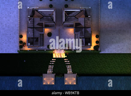 3d render apartments view at night Stock Photo - Alamy