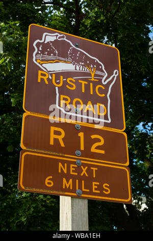 Rustic Road R 12 road sign. Wisconsin, USA Stock Photo - Alamy