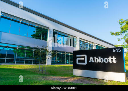 Abbott Laboratories sign near company office in Silicon Valley. Abbott ...