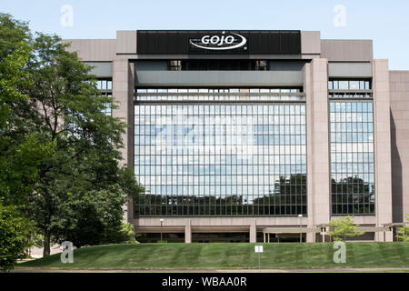 A logo sign outside of the headquarters of GOJO Industries in Akron ...