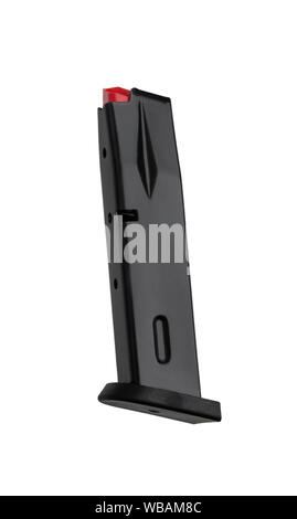Handgun magazine on white surface. Clip for a modern semi-automatic ...