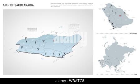 3d isometric Map of Saudi Arabia with national flag. Vector ...