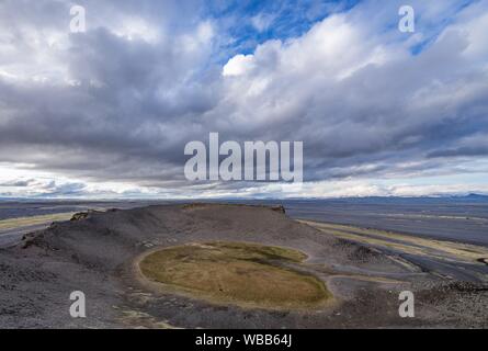 Amphitheatre shaped Hrossaborg crater in northeast part of Iceland ...
