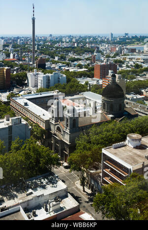 Panoramic view of Uruguayan capital, city Montevideo, La Plata gulf ...