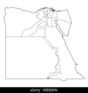territories and borders of egyptian governorates on outline map of ...