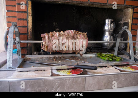 Turkish Donner Kebab from beef and chicken meat. Also known as Greek ...