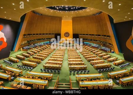 The meeting room inside United Nations headquarters as seen on 4 Stock ...
