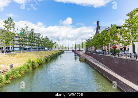 Utrecht, Netherlands - JULY 01, 2019: Stone bridge above river with ...