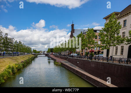 Utrecht, Netherlands - JULY 01, 2019: Stone bridge above river with ...