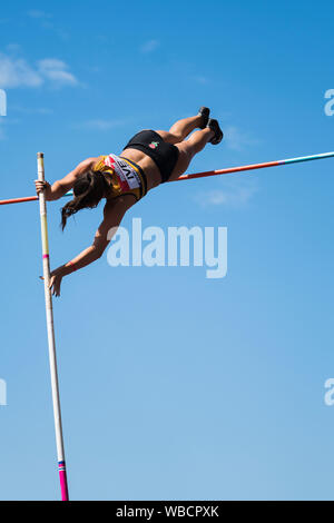 Jade Ive in action during the Women's Pole Vault during day one of the ...