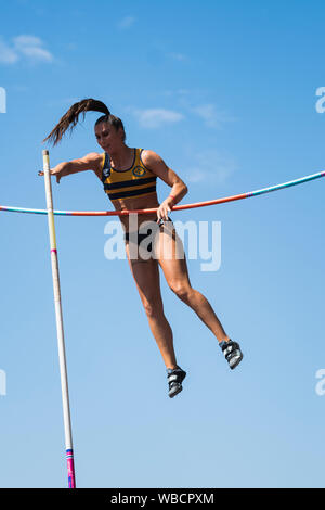 Jade Ive in action during the Women's Pole Vault during day one of the ...