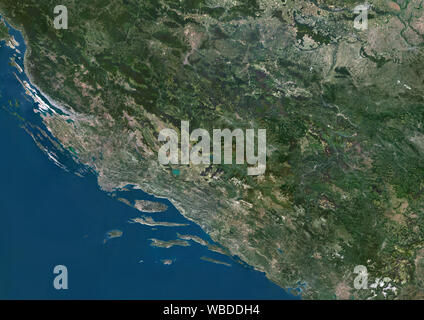 Color satellite image of Bosnia and Herzegovina and neighbouring ...