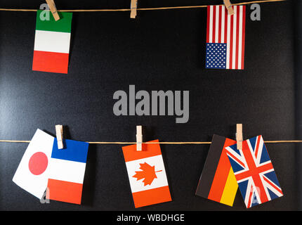 Flags of the Great 7 or G7 countries. summit economic political concept ...