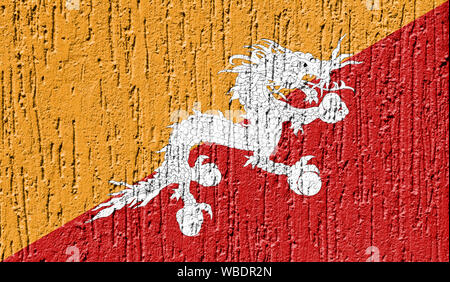 Flag of Butane close up painted on a cracked wall Stock Photo - Alamy