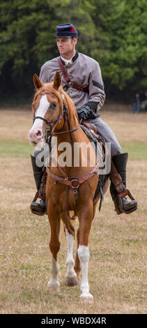 Confederate soldier on horseback during Civil War Reenactment at Duncan ...