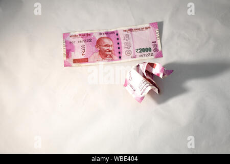 Crumpled Modern Modern Indian Two Thousand Rupees Currency Note on a ...