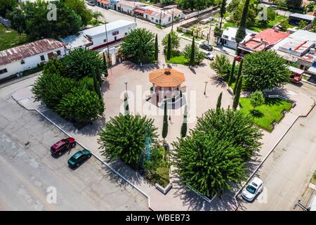 Aerial view of the town, Esqueda, Sonora, Mexico. The community was ...