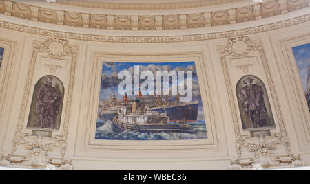 Fresco painting Explorer Verrazano located in rotunda, Alexander ...