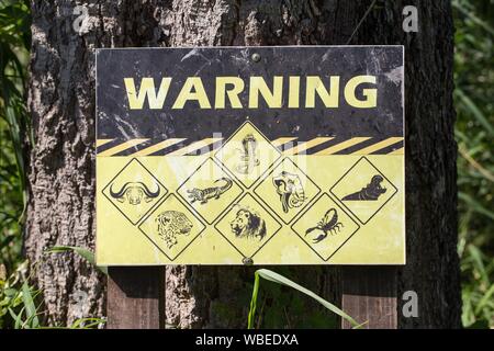 Warning sign for dangerous game, South African National Park Stock ...