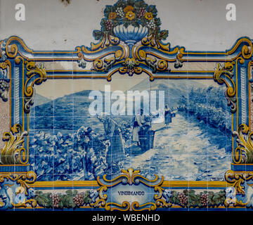 Pinhao, Portugal - June 27, 2017 - Train tracks lead into station with ...