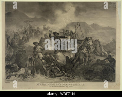 GENERAL CUSTER'S DEATH STRUGGLE. THE BATTLE OF LITTLE BIG HORN. Color ...