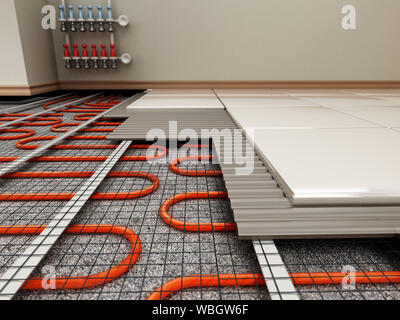 Ground heating system structural detail. 3D illustration Stock Photo ...