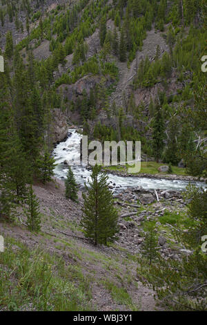 Firehole canyon drive in Yellowstone National Park in Wyoming Stock ...