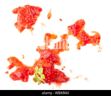 Smashed strawberry isolated on white Stock Photo - Alamy