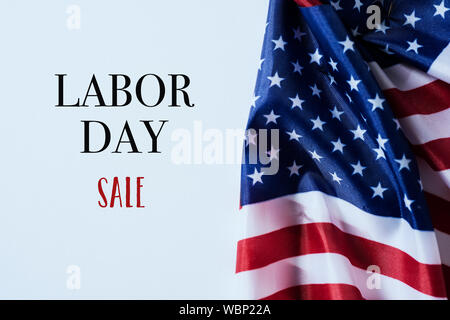 Labor Day Sale with American flags on wooden background Stock Photo - Alamy