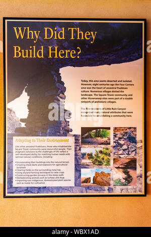Interpretive sign, Hovenweep National Monument, Utah USA Stock Photo ...