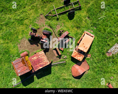 Aerial image of a derelict junk and field in disarray Stock Photo - Alamy