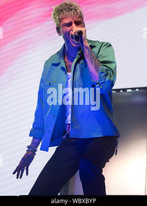 Rapper Colson Baker aka Machine Gun Kelly attends the premiere of "Big ...