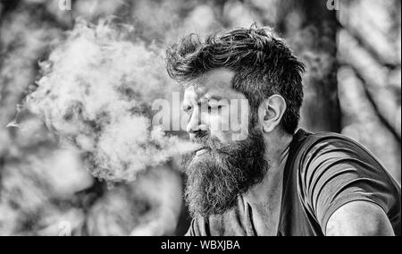 Bearded man smokes electronic cigarette Stock Photo: 125826015 - Alamy