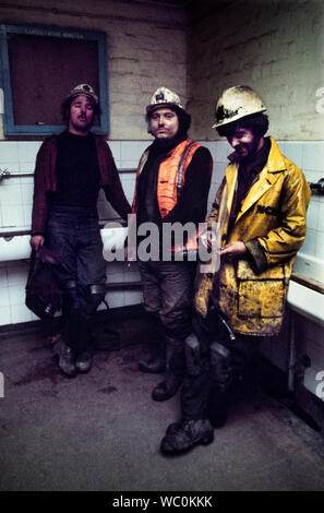 Blyth Colliery Northumberland UK. 1977 Miners coming off shift after a ...