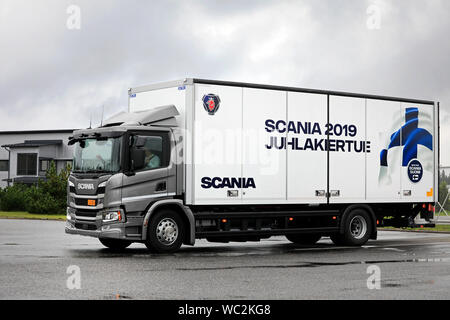 Turku, Finland. August 23, 2019. Scania truck yard with two high ...
