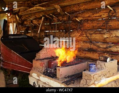old oven with flame fire Stock Photo - Alamy