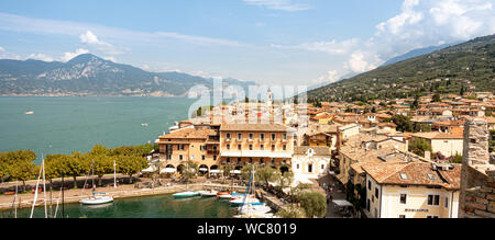 views of Lake Garda and Torres del Benaco in the Italian Lakes Stock ...