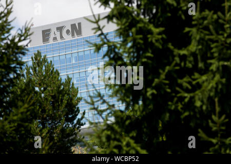 A logo sign outside of the operational headquarters of the Eaton ...