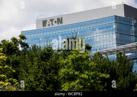 A logo sign outside of the operational headquarters of the Eaton ...