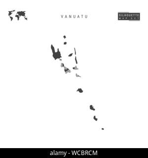 Vanuatu country silhouette. Set of 3 high detailed maps. Solid black ...