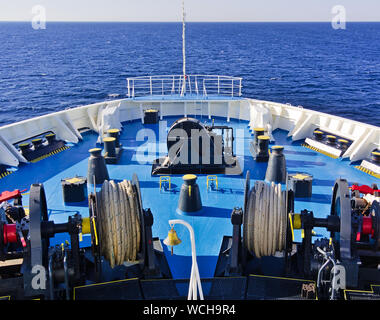 Large ferry bow with equipment, while sailing at sea Stock Photo - Alamy