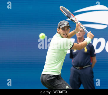 Dominic Thiem of Austria in action during the Mens Singles match ...
